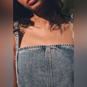 Zara | Dresses | Zara Denim Suspender 0 Cotton Midi Dress | Poshmark